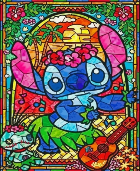 Obraz MALOWANIE PO NUMERACH Disney Stitch Witraż